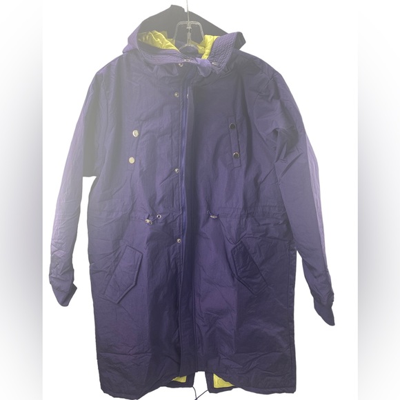 Acevog | Jackets & Coats | Nwt Long Purple Jacket With Neon Color ...